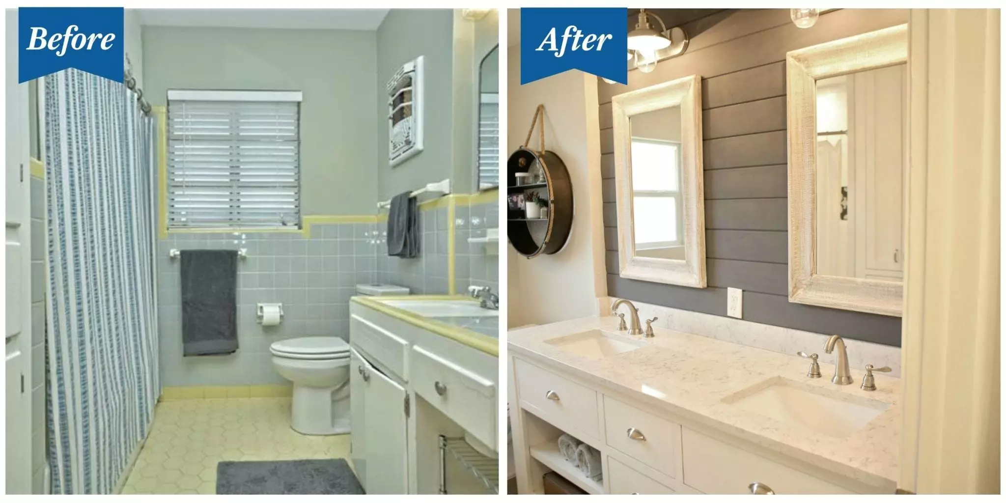 Seabrook Styles Shiplap Makeover - Ý tưởng trang điểm trong phòng tắm