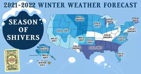 Previsioni e previsioni per l'inverno 2021-2022 di Old Farmer's Almanac